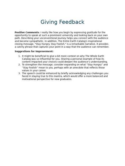 Giving Feedback Pdf