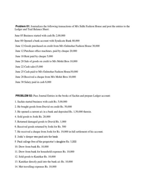assignment problems pdf debits and credits cheque