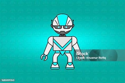 Cute Robot Cartoon Vector Illustration Science Technology Concept