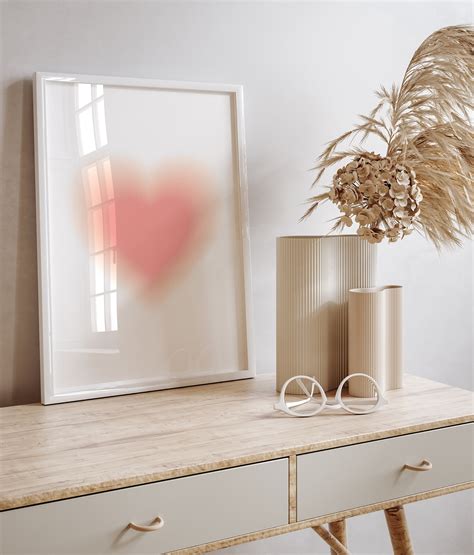 Blush Pink Heart Printable Heart Poster Bedroom Wall Art Girls Room