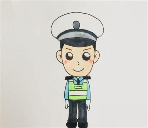 交警简笔画儿童画 天马图吧