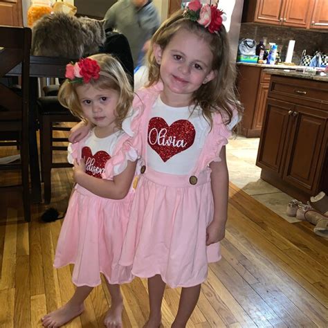 Personalized Valentines Day Outfit Floral Tutu Skirt Flutter Sleeve