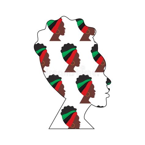 Contour Outline Of An African Woman With Pattern From African American
