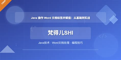 Java 操作 Word 文档标签并赋值：从基础到实战java如何给docx文件的标签注入内容 Csdn博客