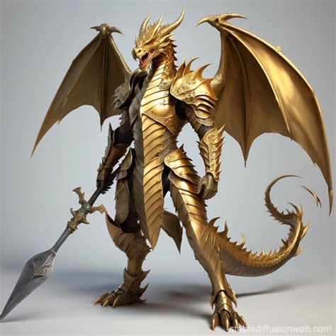Dragon Human Hybrid In Armor With Halberd Stable Diffusion Online