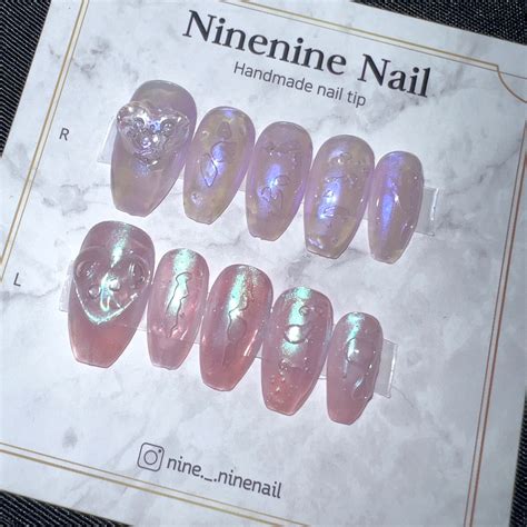 홀로버블 수제네일팁 버블네일 홀로그램네일 하트네일 에이블리