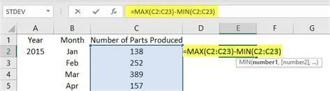Excel Function For Range Formulas To Calculate Range Function In Excel