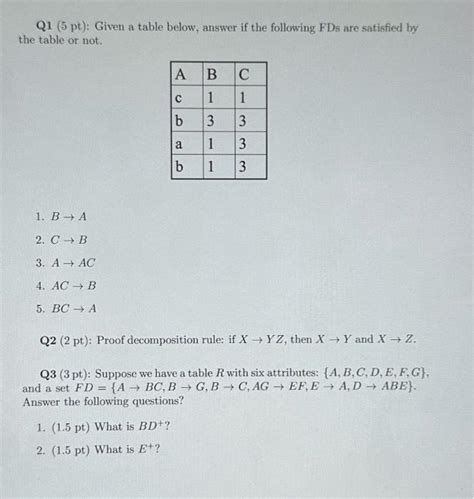 Q1 5 Pt Given A Table Below Answer If The