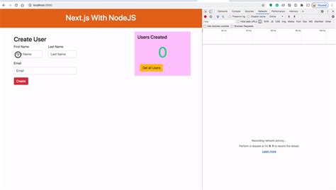 cómo desarrollar y compilar la aplicación next js con el backend de nodejs