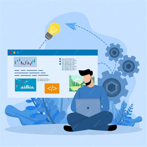 Premium Vector Web Developer Job Concept Freelance Workera Man