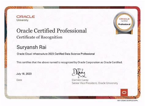 Suryansh Rai On Linkedin Happy To Share That I Am Now Oracle Certified