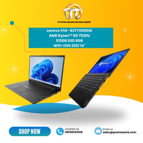 Jual Lenovo V14 G4 Amn 82yt000gid Ryzen 5 7520u 512gb Ssd 8gb Kota