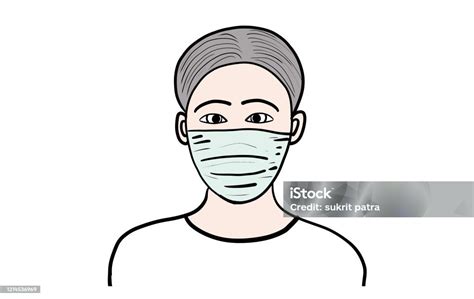 사람과 의사를위한 의료 마스크를 착용 만화 어린이 간호사는 세균을 방지하기 위해 호흡기 감염및 전염병 작은 먼지 흰색 배경을