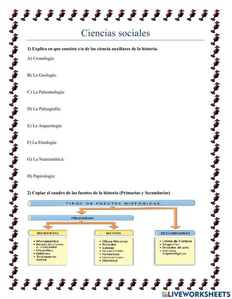 Ciencia Auxiliares De La Historia Worksheet