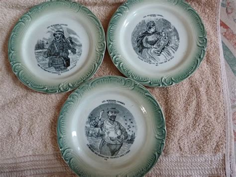 Assiettes Parlantes Anciennes Service Céramique Gien