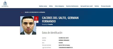 Fotografía De Germán Cáceres Ya Consta En La Página Web De La Interpol