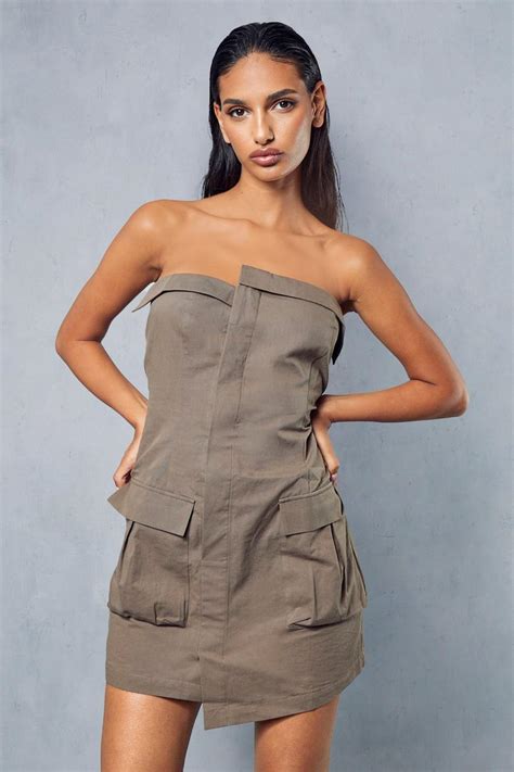 Utility Pocket Detail Wrap Mini Dress Boohoo Uk