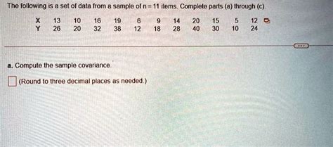 Solved A Compute The Sample Covariance The Sample Covariance Can Be