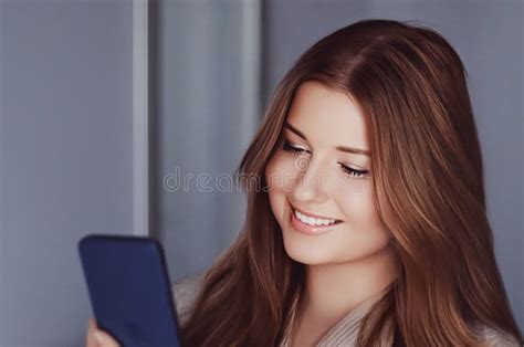 Beautiful Woman Having A Video Call And Talking On Mobile Phone Girl