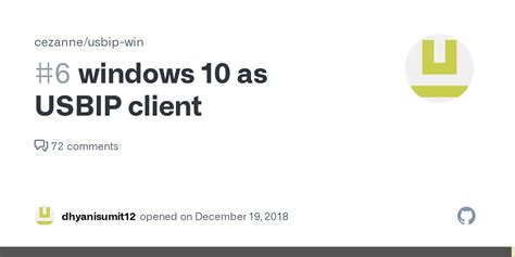 Windows 10 As Usbip Client · Issue 6 · Cezanneusbip Win · Github