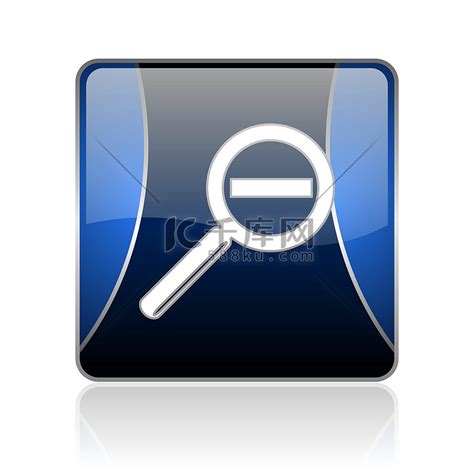 放大蓝色方形 web 光泽图标高清摄影大图 千库网
