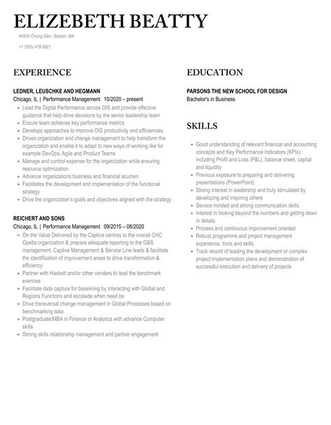 Performance Management Resume Samples Velvet Jobs