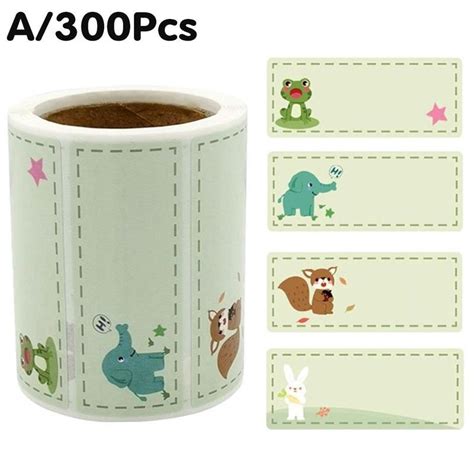 300pcs Roll Cartoon Name Tag Labels Write On Label Vicedeal