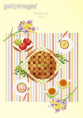 탑앵글 뷰포인트 음식 봄 소풍 도시락 점심시간 잎 애플파이 파이 디저트 케이크 차 뜨거운음료 홍차 이미지 Jv11341090 게티이미지뱅크