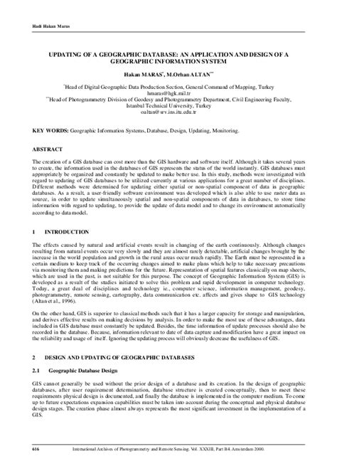 Pdf Updating Of A Geographic Database An Application And Design Of A