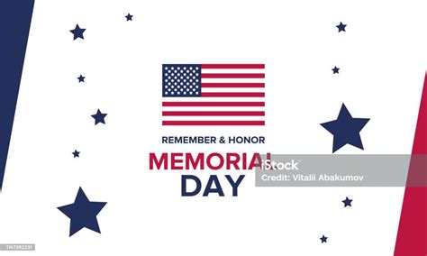 미국에서 기념일 기억과 명예 미국 군대에서 복무 하는 동안 사망한 사람을 기억 하 고 명예 롭게 하는 연방 휴일 5 월에 축 하 벡터 포스터 5월에 대한 스톡 벡터 아트 및
