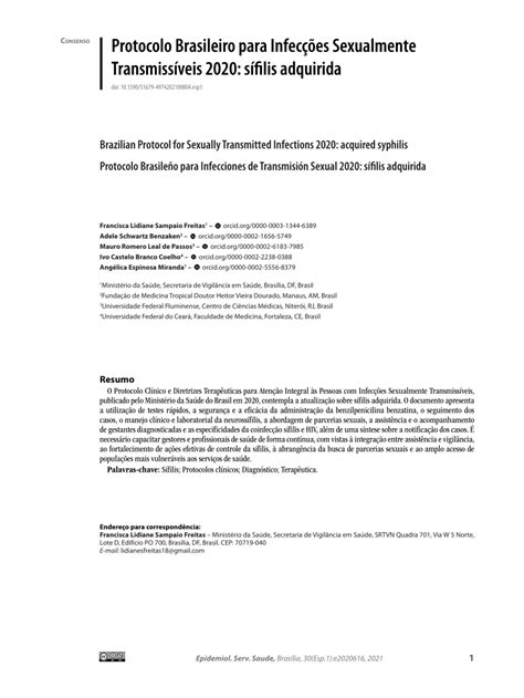 Pdf Protocolo Brasileiro Para Infecções Sexualmente Transmissíveis