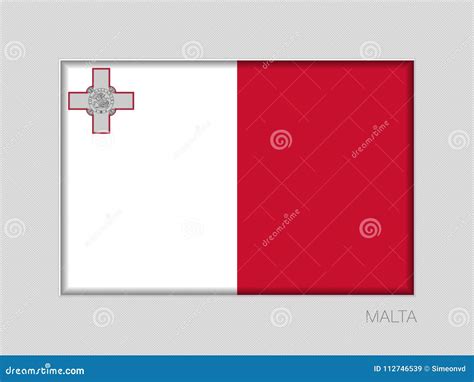 Flag Of Malta National Ensign Aspect Ratio 2 To 3 On Gray Stock Vector