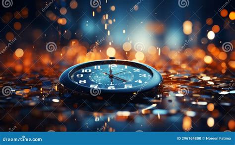 Happy New Year 2024 Countdown Clock On Abstract Glittering Midnight Sky