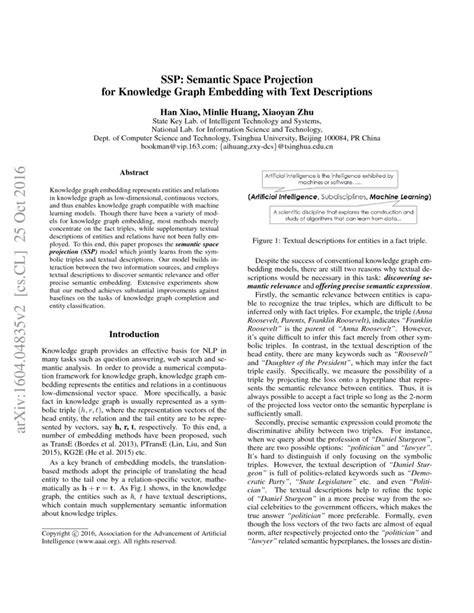 Ssp Semantic Space Projection For Knowledge Graph Embedding With Text Descriptions Deepai