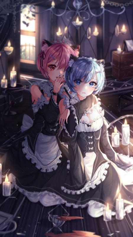 《re：从零开始的异世界生活》雷姆拉姆 兽耳 蜡烛 4k高清动漫壁纸4k桌面壁纸
