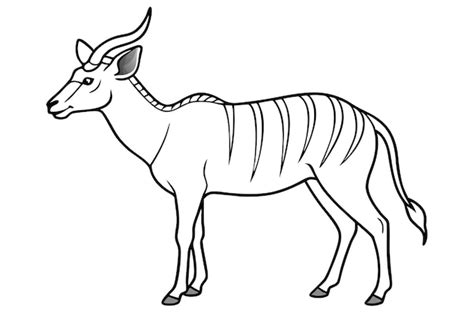 A Kudu Linar On White Background Vector Illustration Line Art Premium