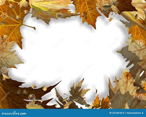 Autumn Leaves Rectangle Frame Isolated Space For Your Text 3d