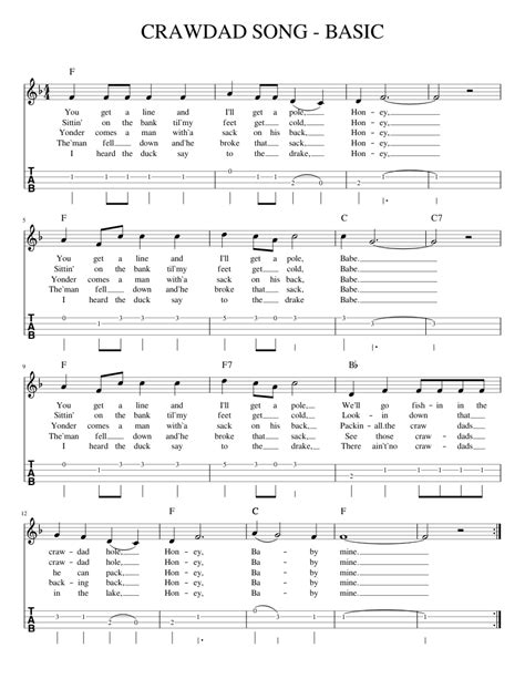 Crawdad Song Basic Sheet Music For Ukulele Solo