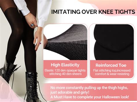 Mua Womens Faux Thigh High Stockings Black Opaque Tights Stitching