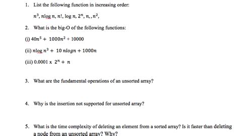 Solved List The Following Function In Increasing Order