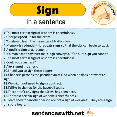 Sign In A Sentence Sentences Of Sign In English Sentenceswith Net