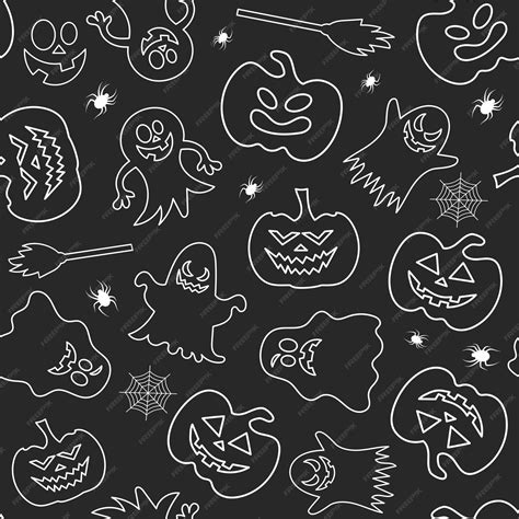 Premium Vector Seamless Vector Pattern For Halloween Design Halloween Symbols Ghost Spider