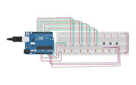 Circuit Design Reloj Fibonacci Tinkercad
