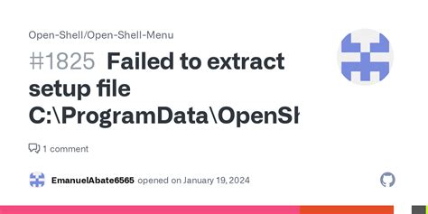 Failed To Extract Setup File Cprogramdataopenshellsetup6444191