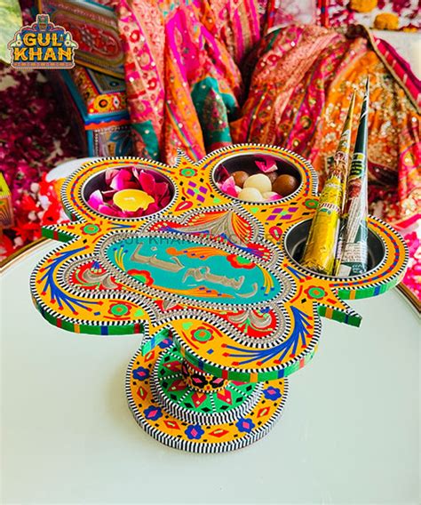 Multicolor Truck Art Star Revolving Tray Gul Khan Truck Art