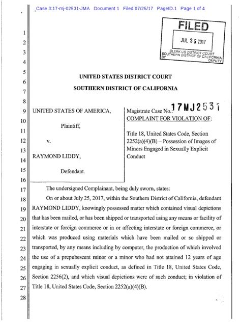 Raymond Liddy Criminal Complaint Pdf Complaint Government