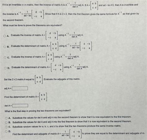 Solved If A Is An Invertible N×n Matrix Then The Inverse Of