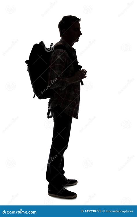 Silueta De Un Caminante O De Un Gu A Tur Stico Masculino Foto De