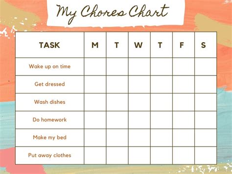 Free Customizable Chore Chart Templates To Print Canva