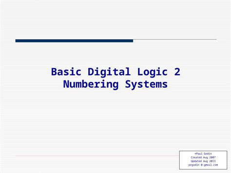 ppt basic logic 2 1 basic digital logic 2 numbering systems ©paul